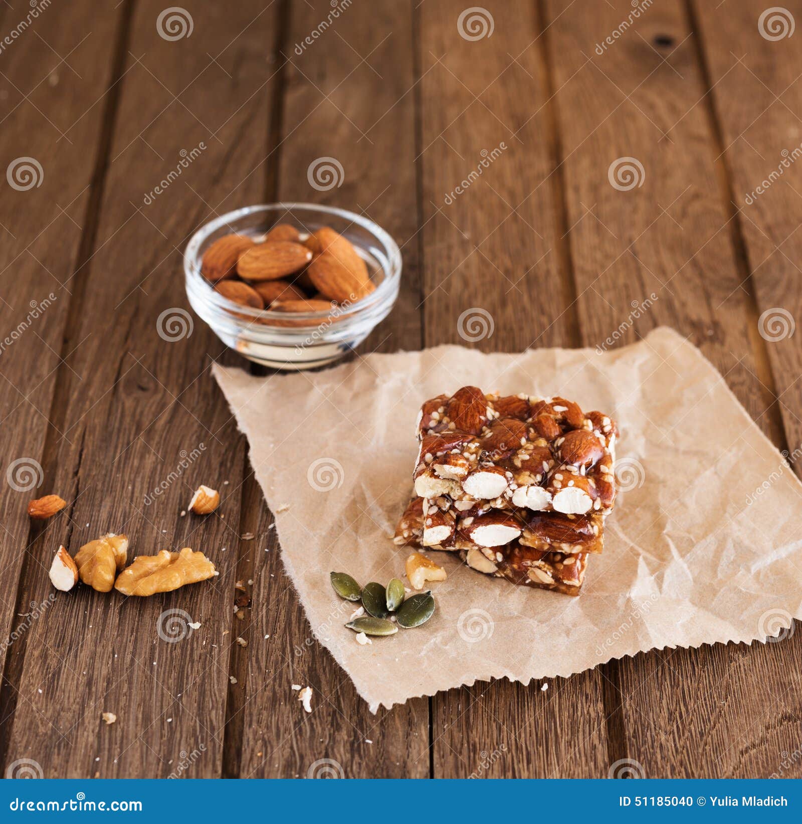 Nut bar with nuts stock photo. Image of grain, nuts, snack - 51185040