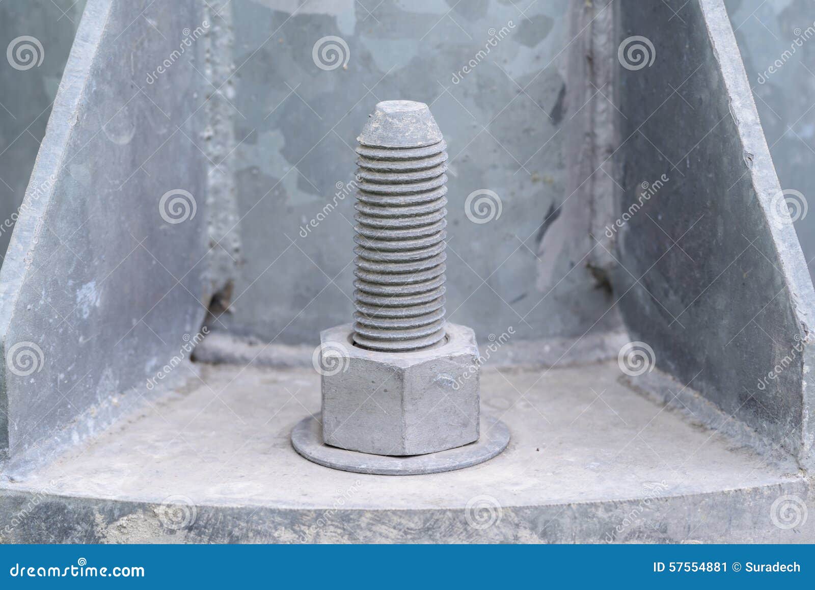Nut into the Base of a Metal Pillar Stock Image - Image of engineering ...