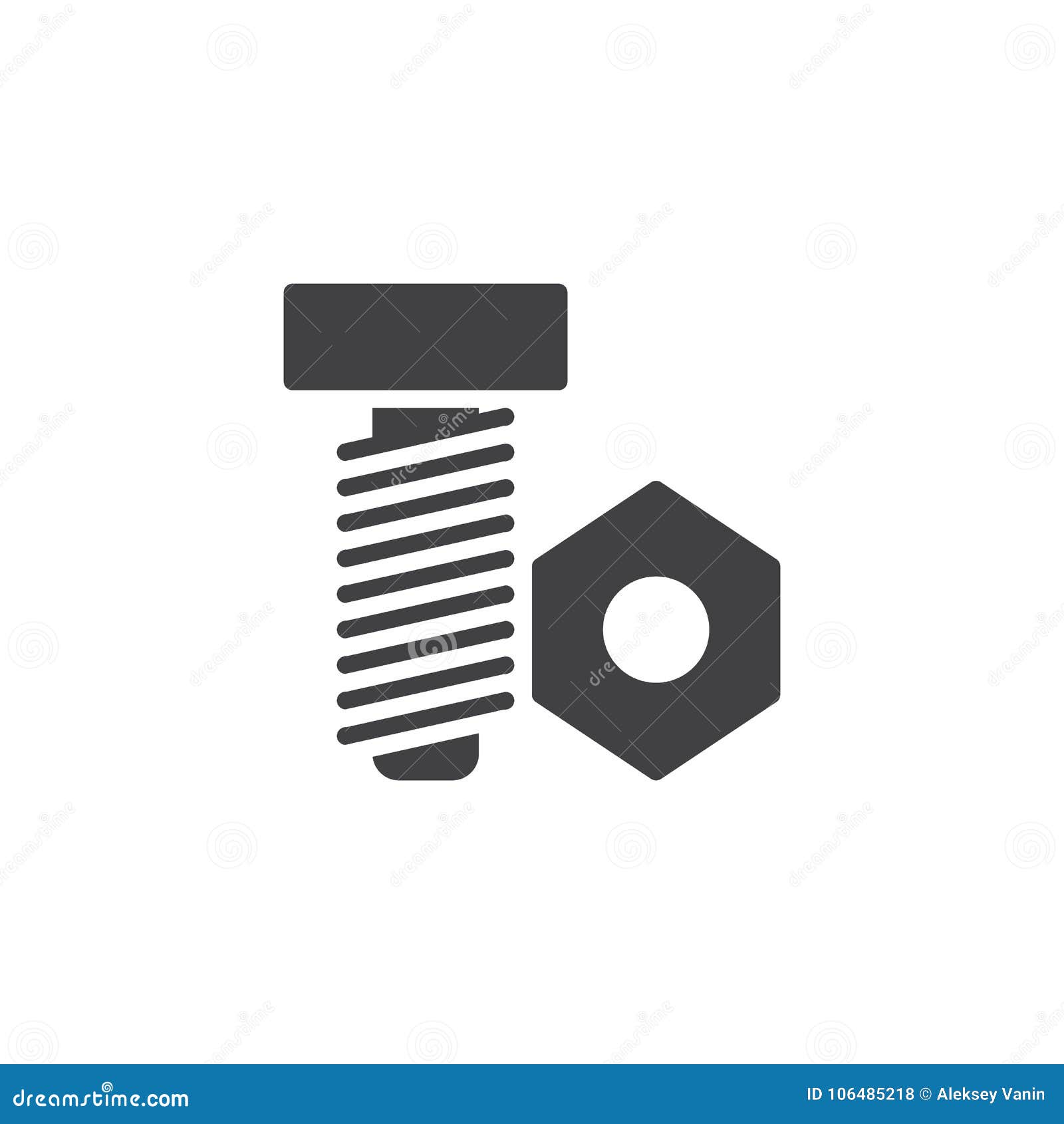 Nut and bolt icon vector stock vector. Illustration of work - 106485218