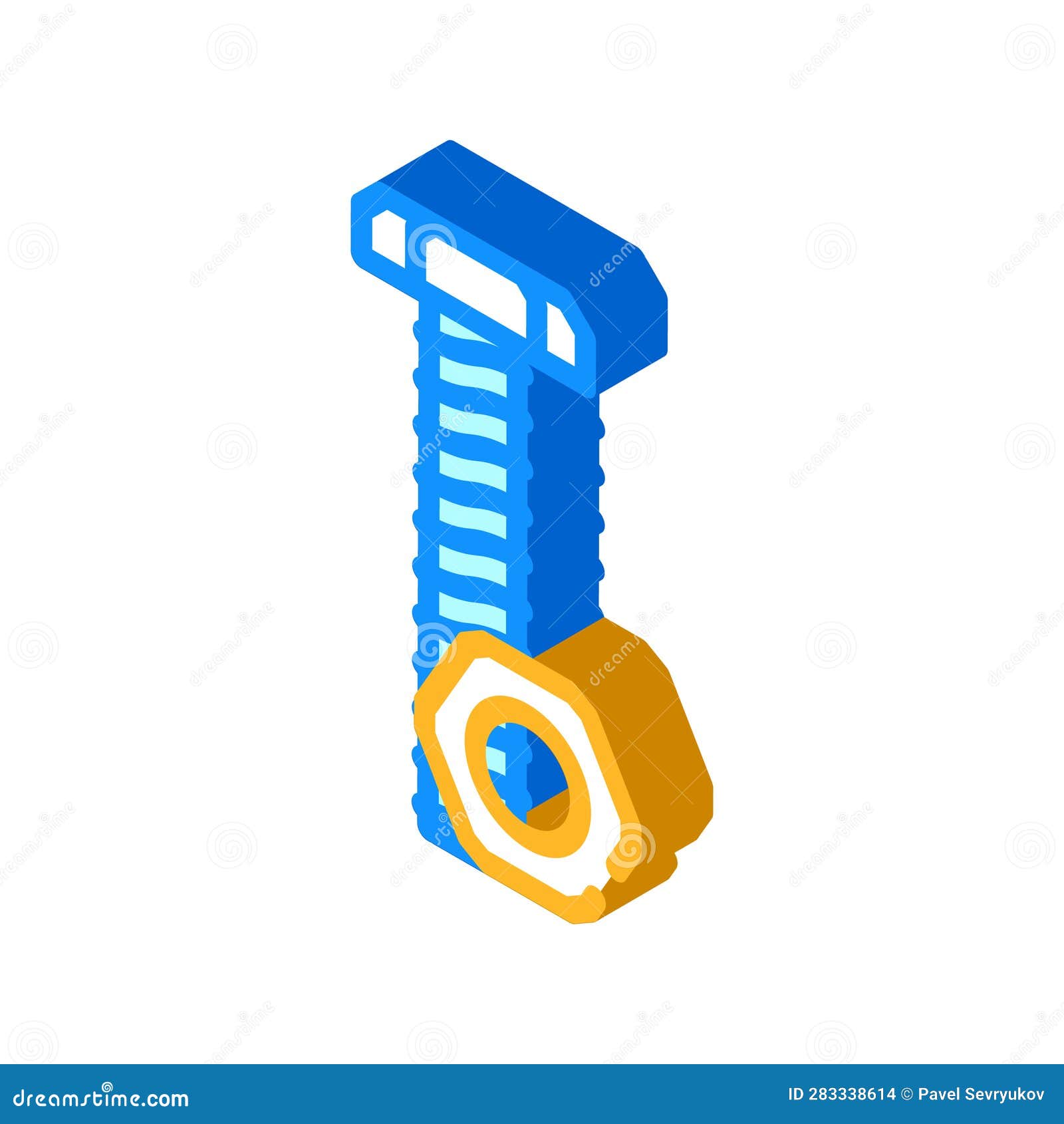 Nut and Bolt Tool Work Isometric Icon Vector Illustration Stock Vector ...