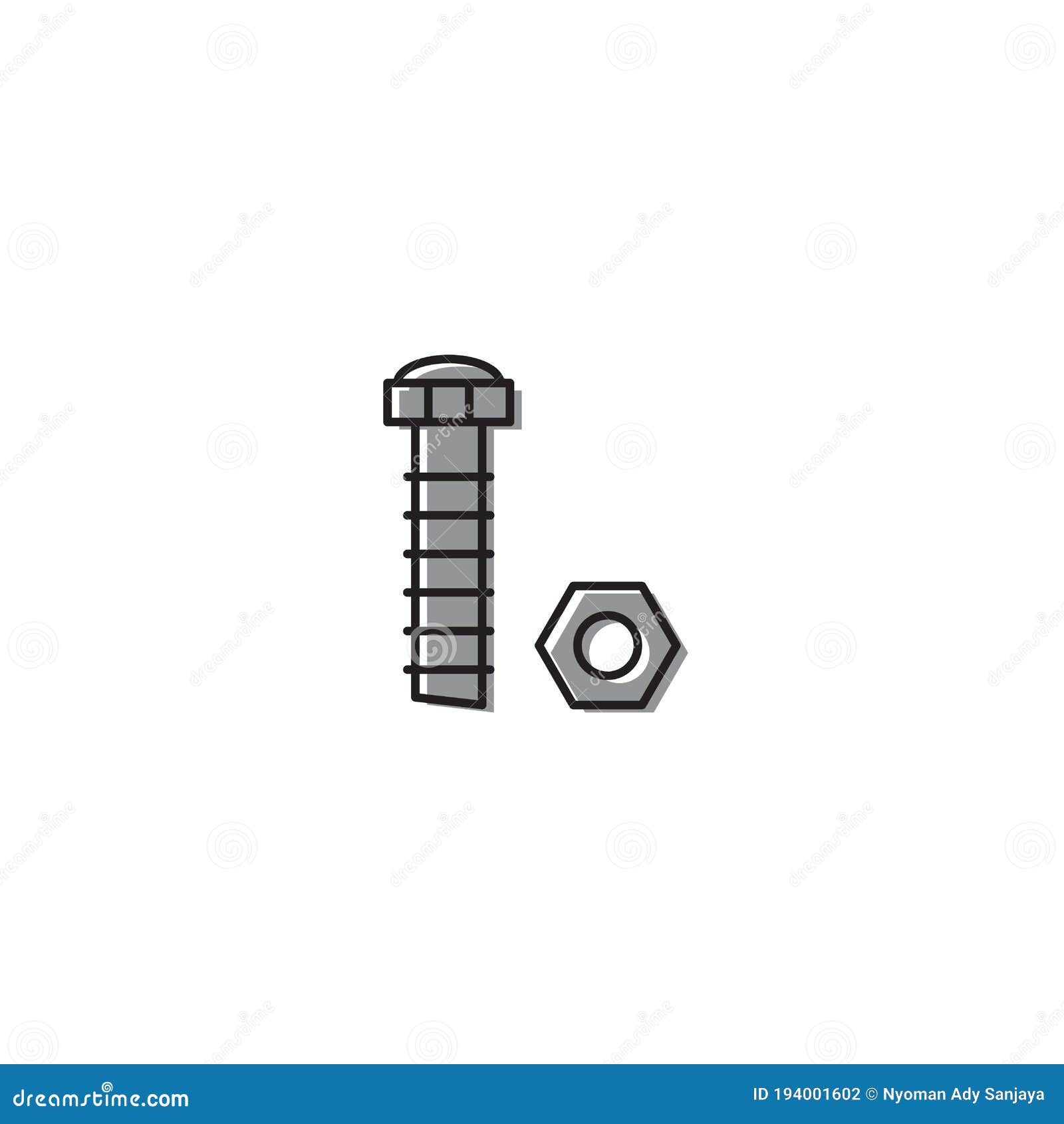 Nut and Bolt Vector Icon Isolated on White Background Stock Vector ...