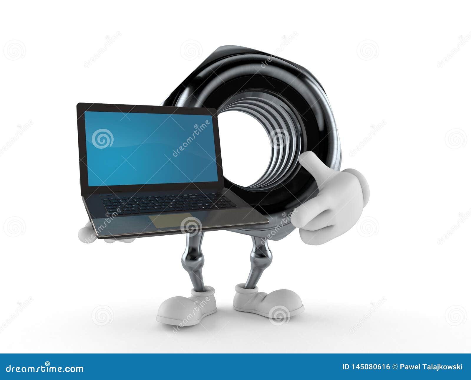 Nut Character Holding Laptop Stock Illustration - Illustration of ...