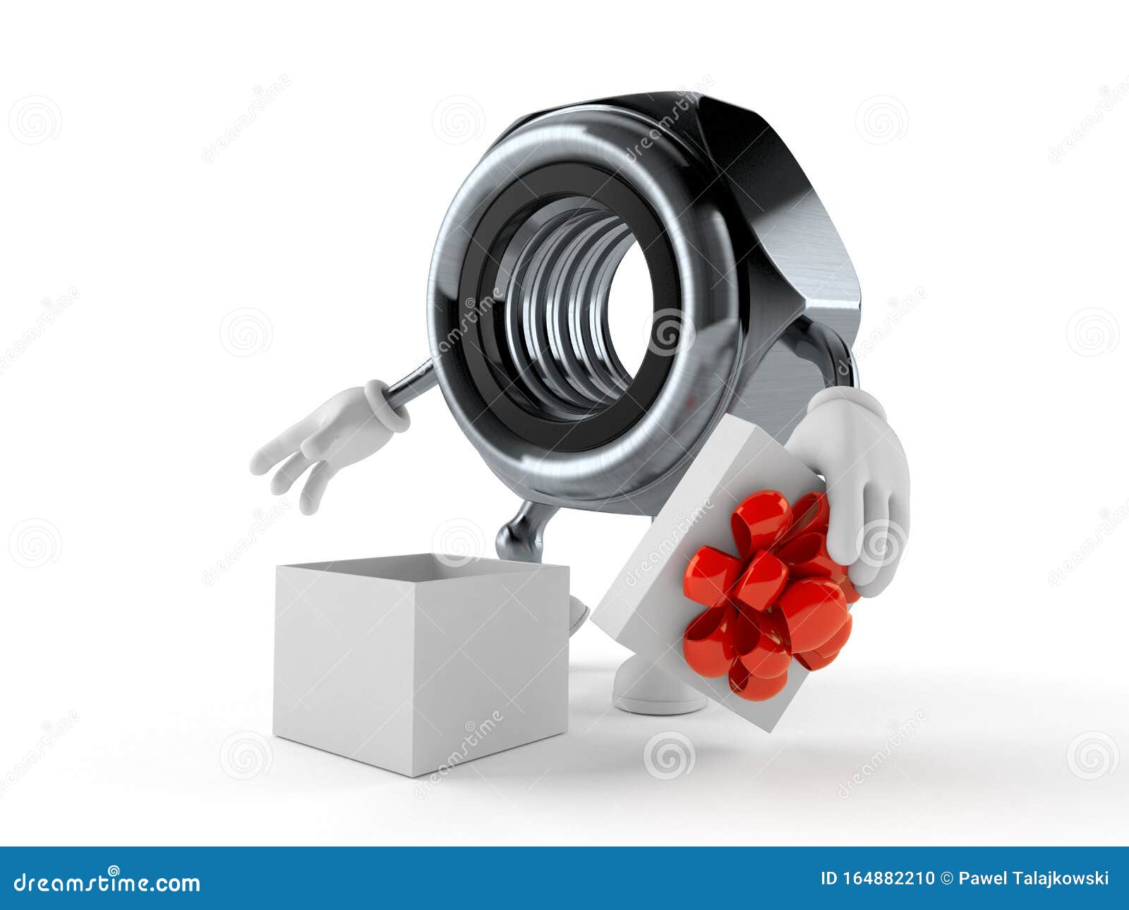 Nut Character with Open Gift Stock Illustration - Illustration of ...