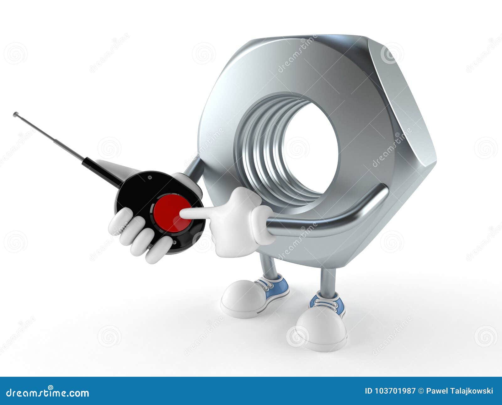 Nut Character with Remote Push Button Stock Illustration - Illustration ...
