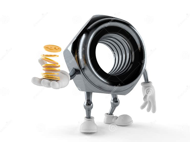 Nut Character with Stack of Coins Stock Illustration - Illustration of ...