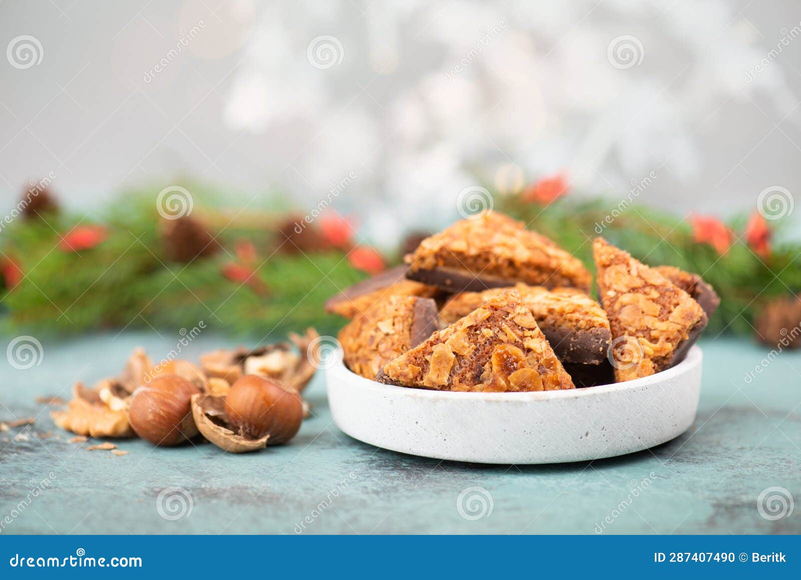 Nut Corner Triangles, Traditional German Sweets Called Nussecke ...