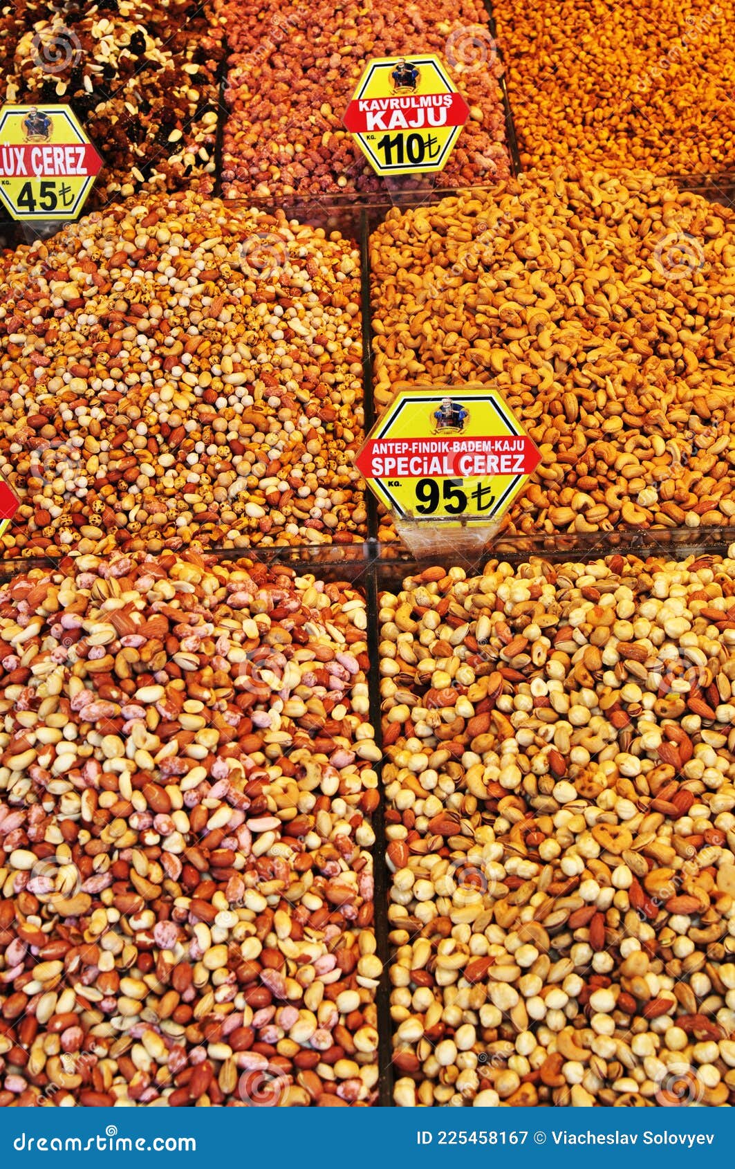 Nut Counter in the Oriental Bazaar. Different Varieties of Nuts ...