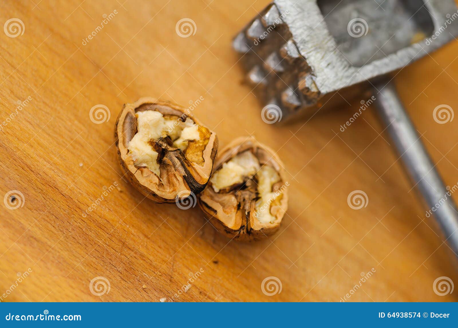 Nut Crack Lying Near Metal Hammer Stock Photo - Image of hammer ...