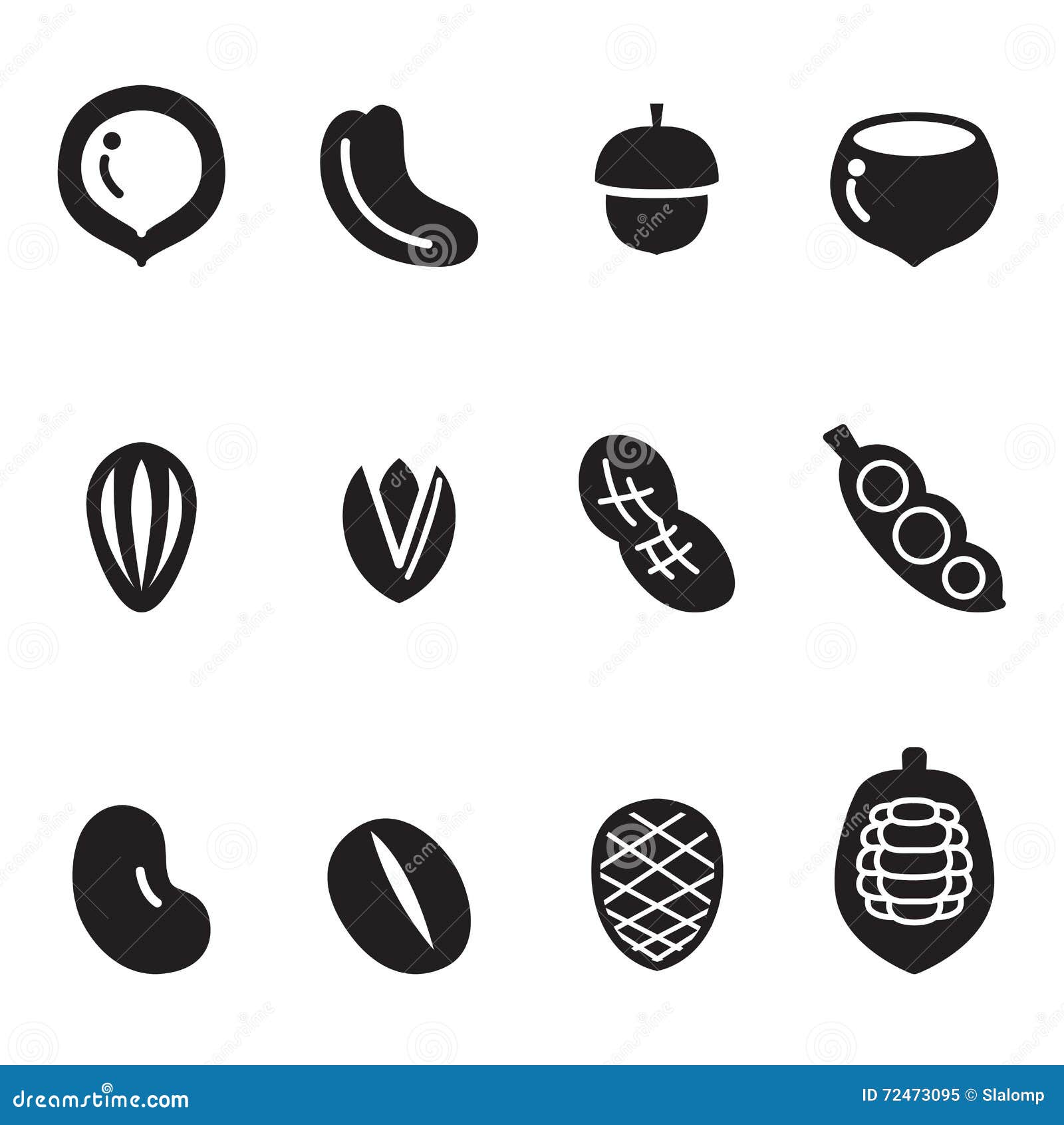 Nut icon Set stock vector. Illustration of outline, organic - 72473095