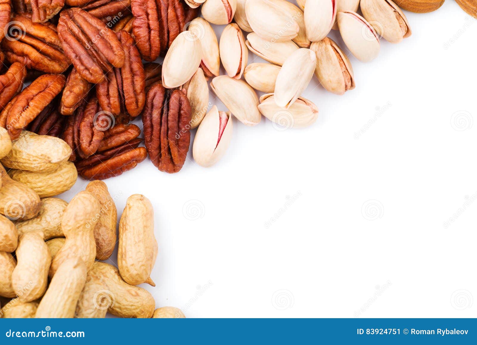 Nut Mix. Peanuts, Pecans, Pistachios on White Background Stock Image ...