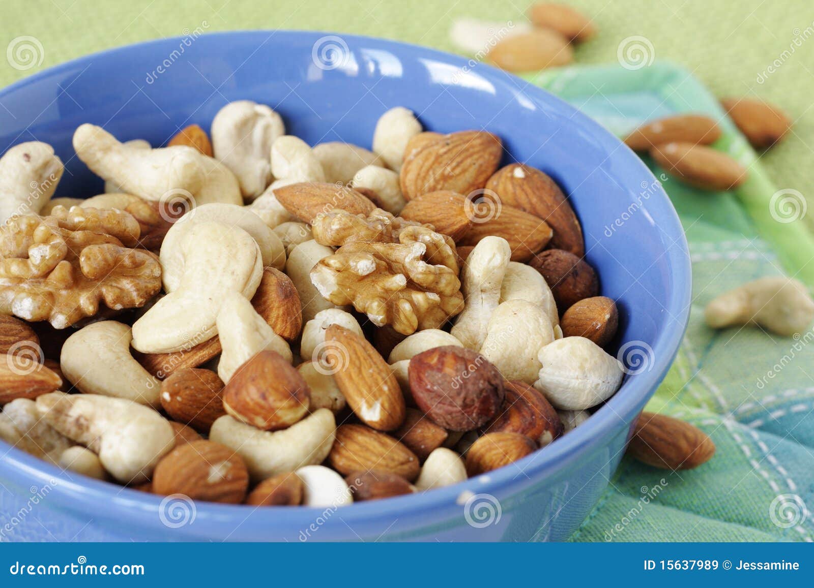 Nut mixture stock image. Image of blue, dish, walnut - 15637989