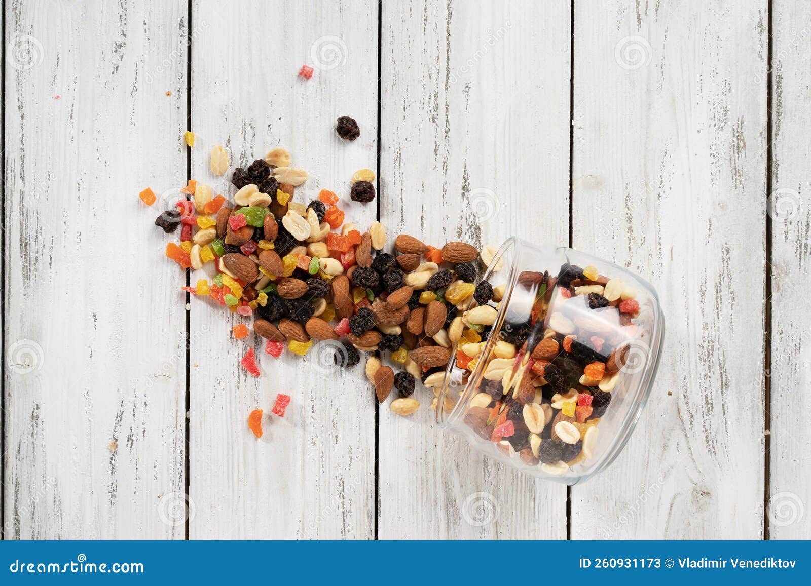 The Nut Mixture is Scattered from a Glass Jar Stock Image - Image of ...