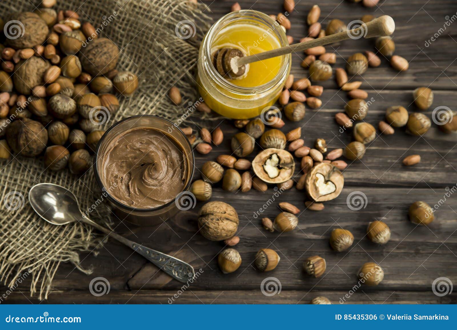 Nut Paste of Peanuts, Walnuts and Hazelnuts with Honey Stock Photo ...