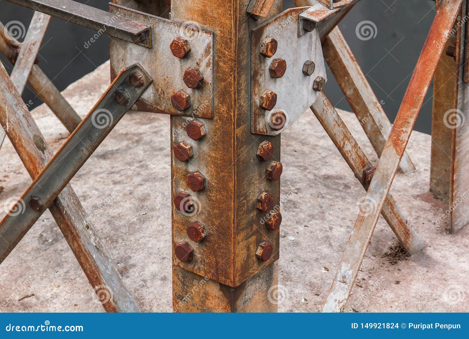 The Nut is Rusted at the Steel Pole Stock Photo - Image of green ...