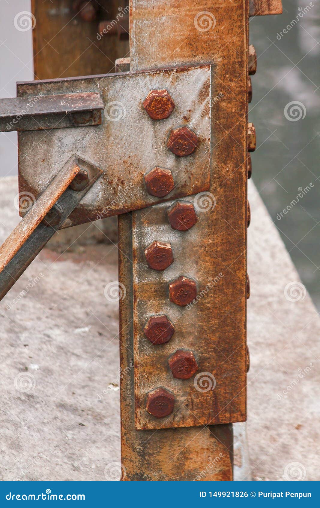 The Nut is Rusted at the Steel Pole Stock Photo - Image of metal, close ...