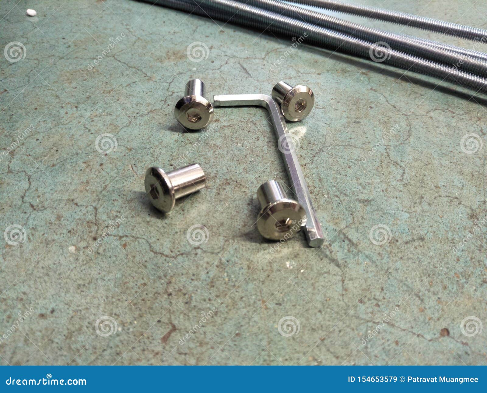 Nut on the floor. stock image. Image of steel, metal - 154653579