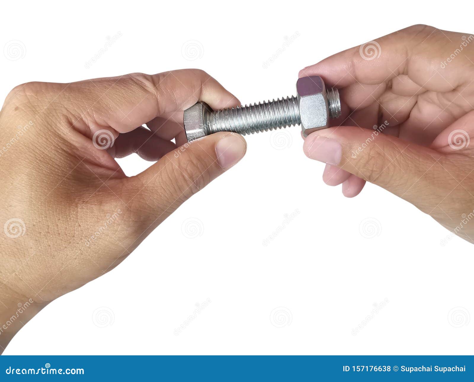 Nut and on Hand on White Background Stock Photo - Image of equipment ...