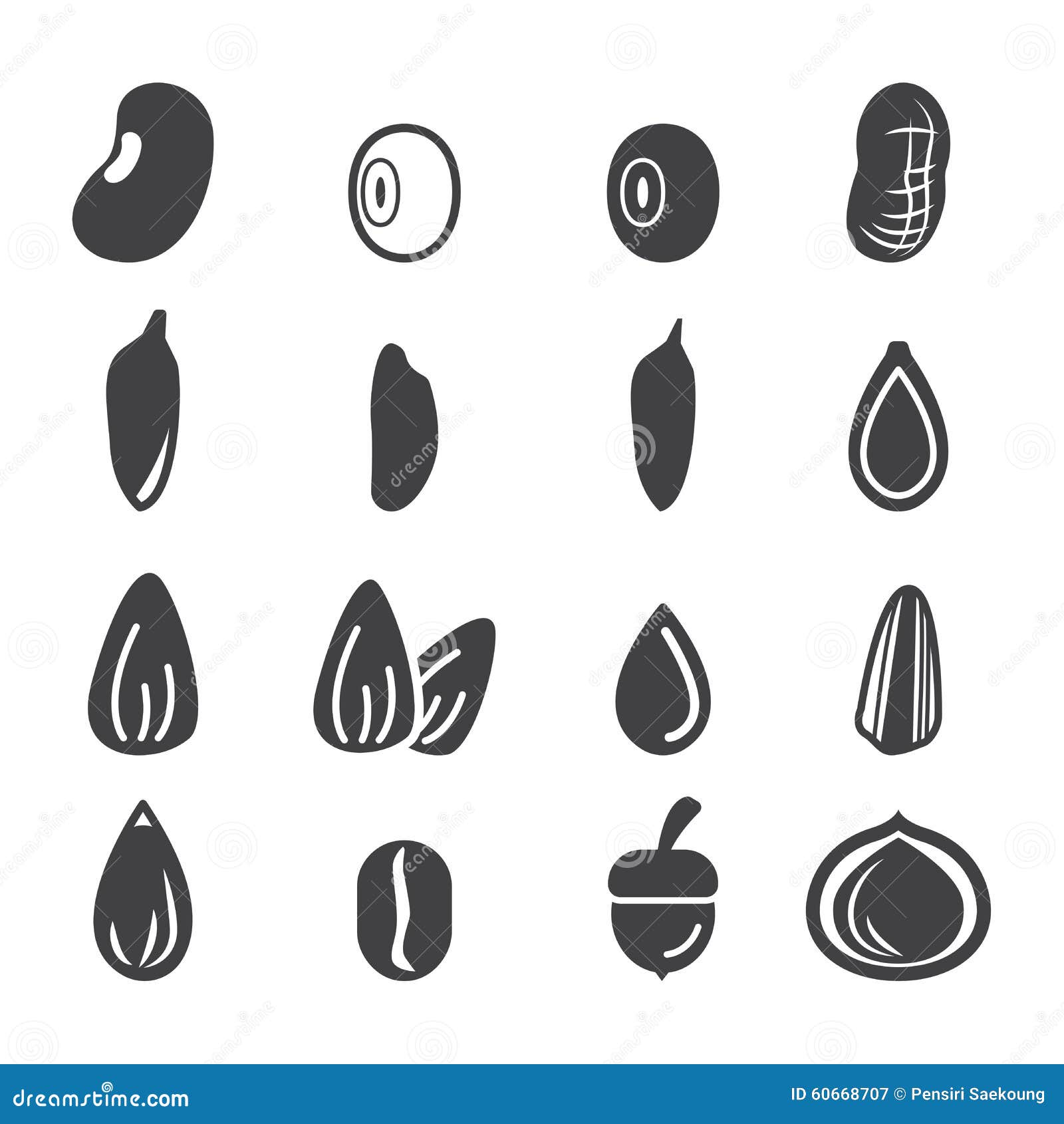 Nut and seed icon stock vector. Illustration of cashew - 60668707