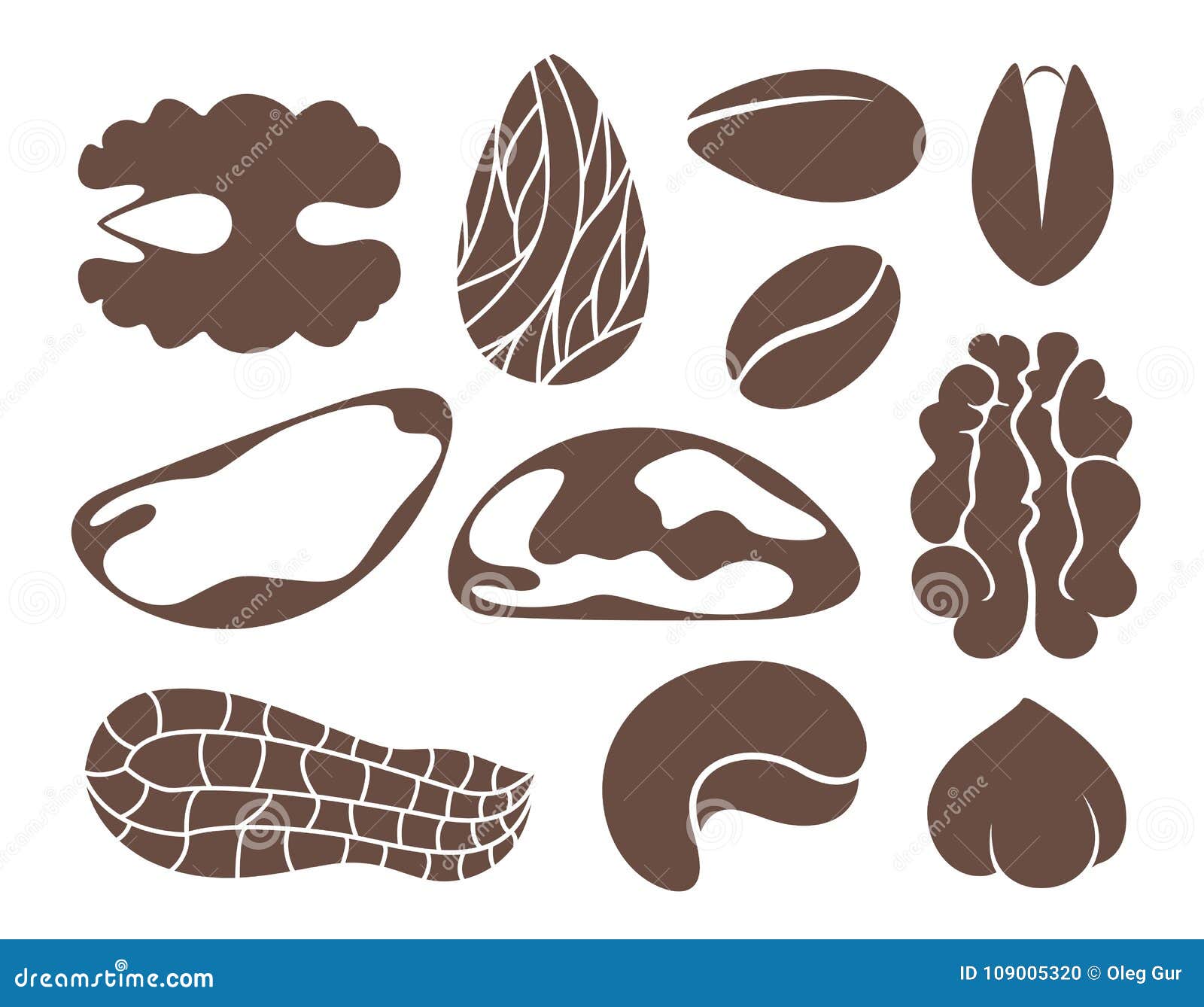 Nut Set. Isolated Nut on White Background Stock Vector - Illustration ...