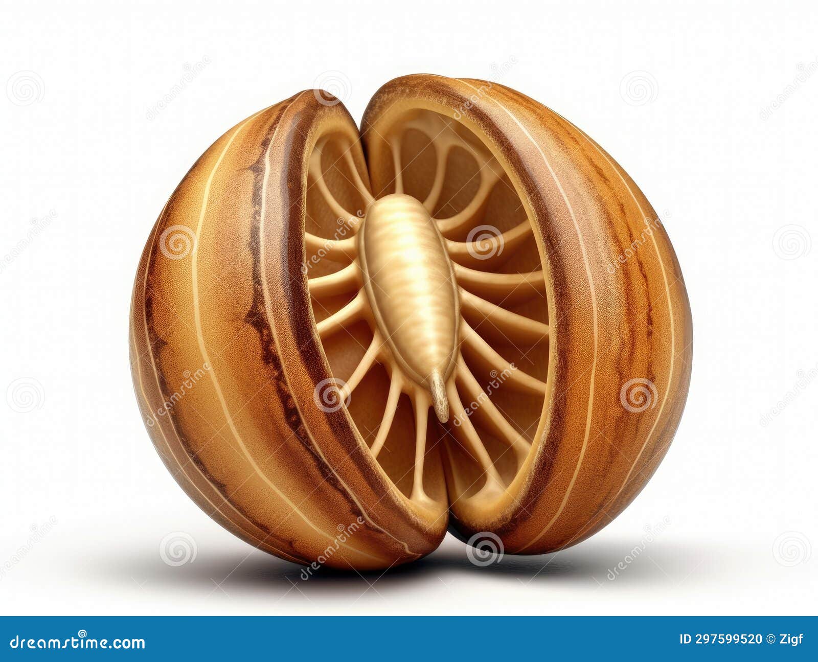 Nut, Which is Split Open To Reveal Its Inner Structure. it Has Been Cut ...
