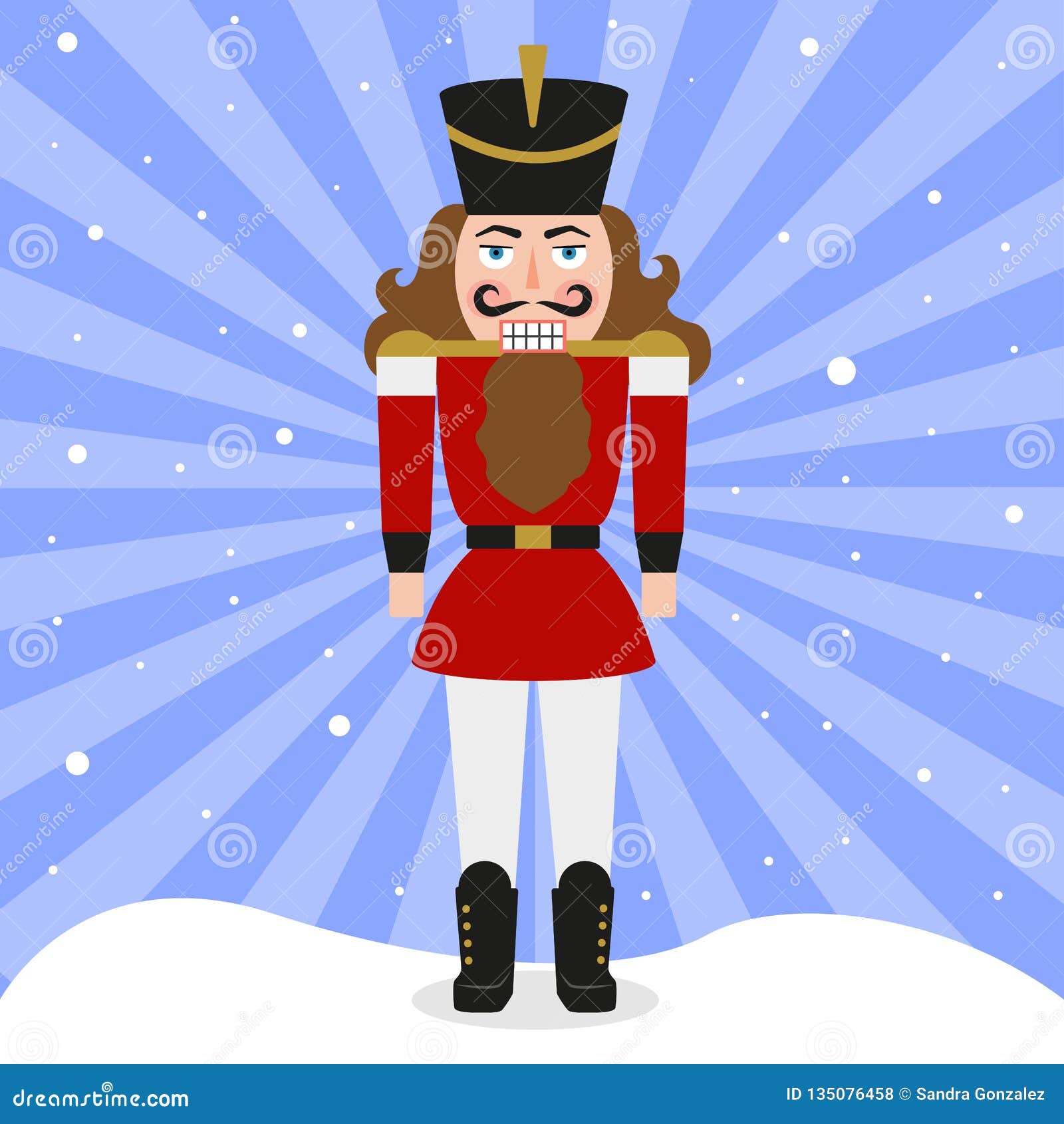 Christmas Nutcracker Cartoon Illustration. Wooden Soldier Toy Gift ...