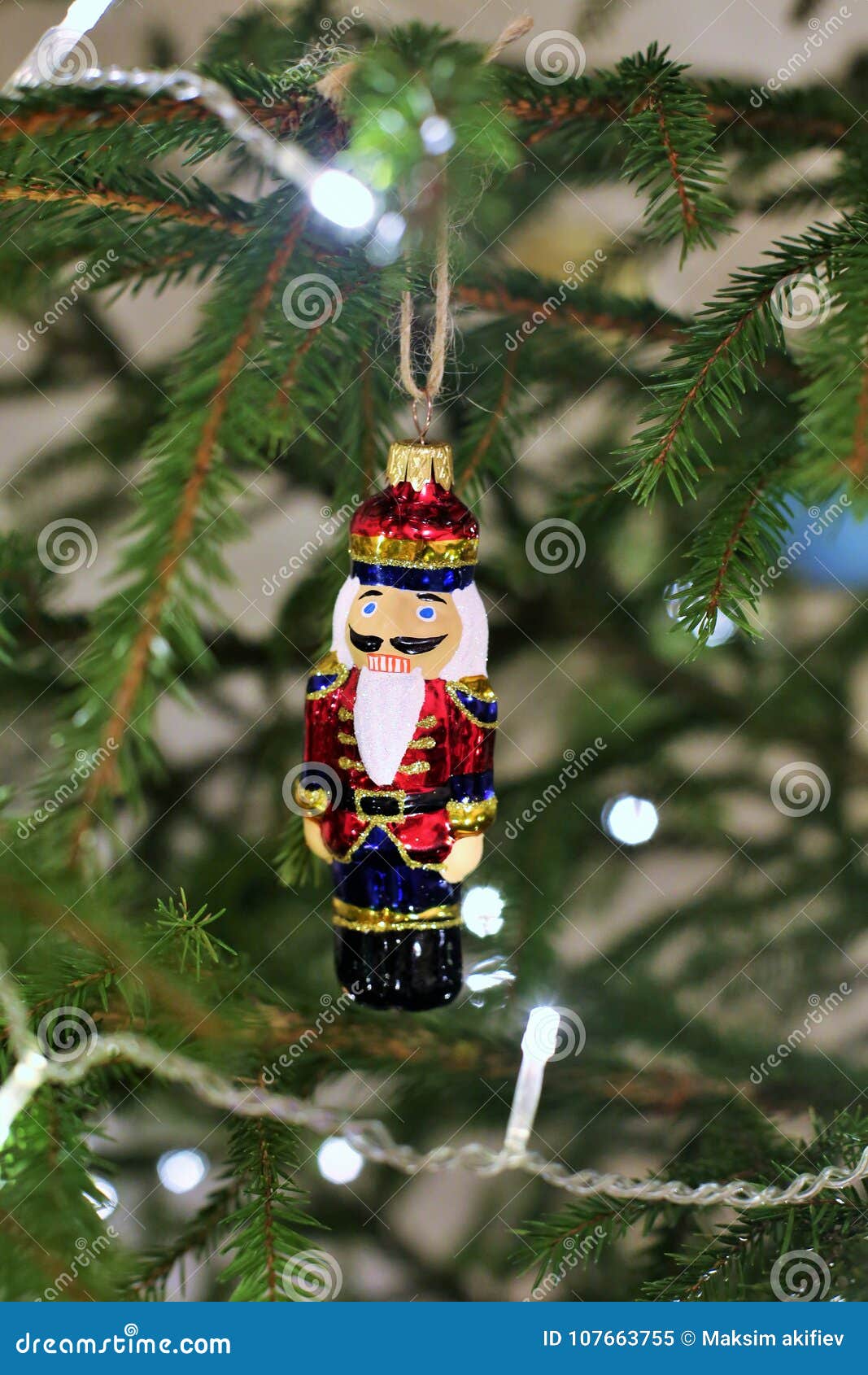 Nutcracker on a Christmas Tree Closeup. a Living Christmas Tree Stock ...