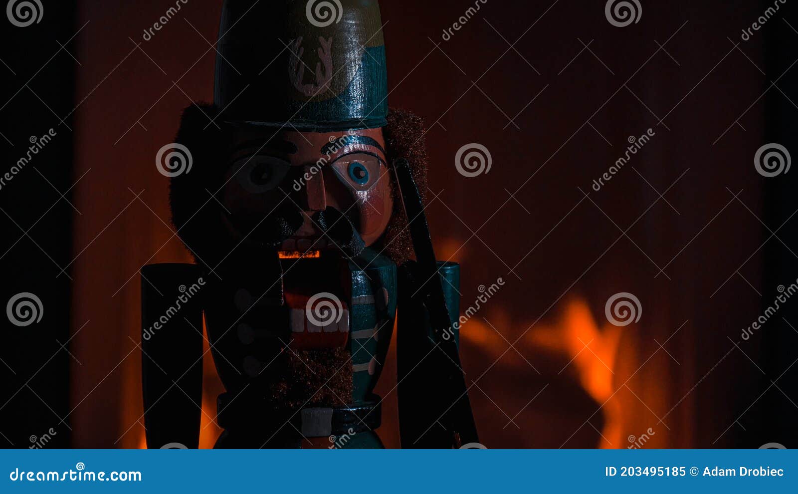 Nutcracker Figurine with Fire in Background Editorial Image - Image of ...
