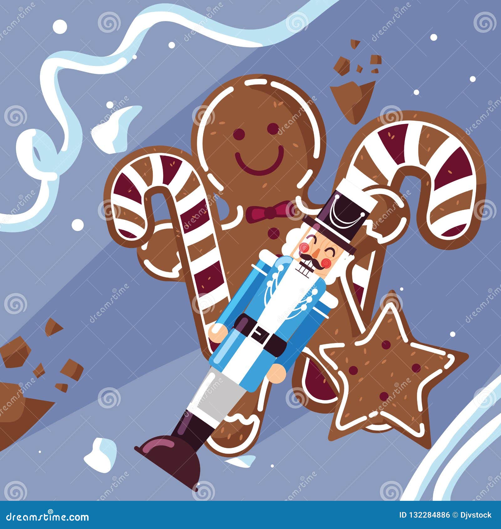 Nutcracker General with Cane and Cookies Stock Vector - Illustration of ...