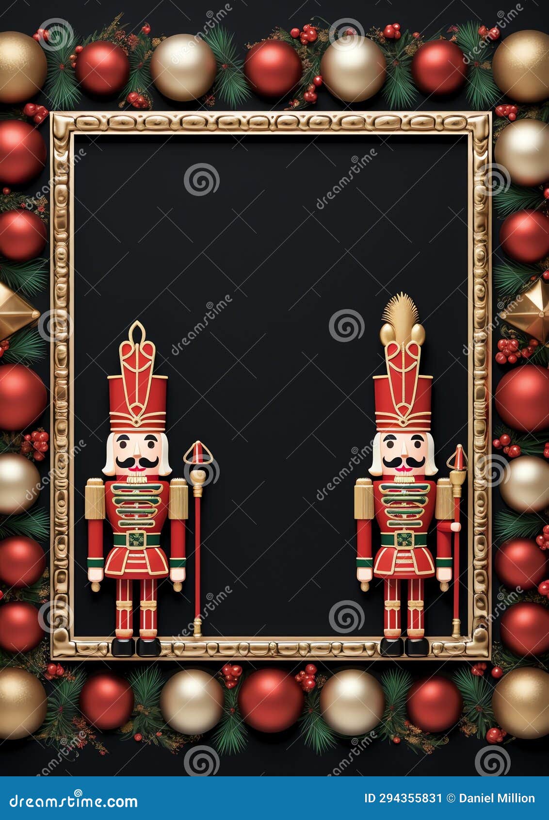 Nutcracker Ornaments Watercolor Winter Border Stock Illustration ...