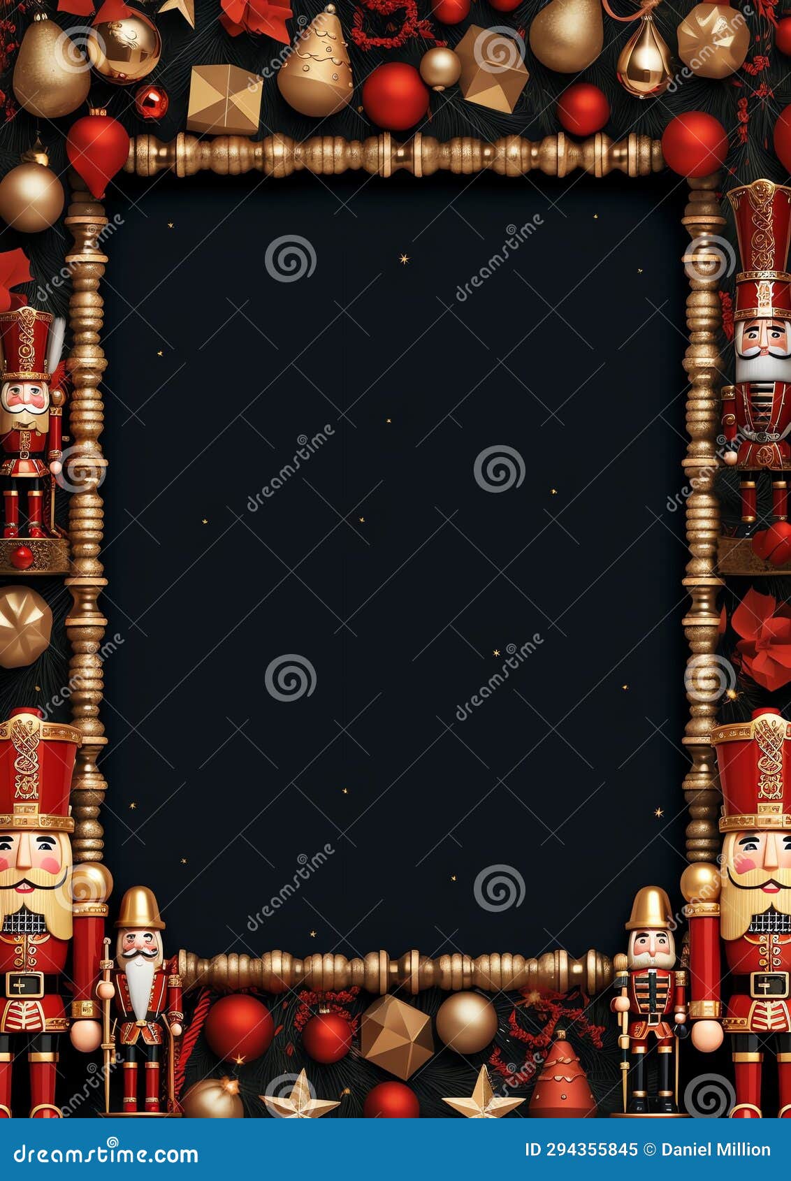 Nutcracker Ornaments Watercolor Winter Border Stock Illustration ...