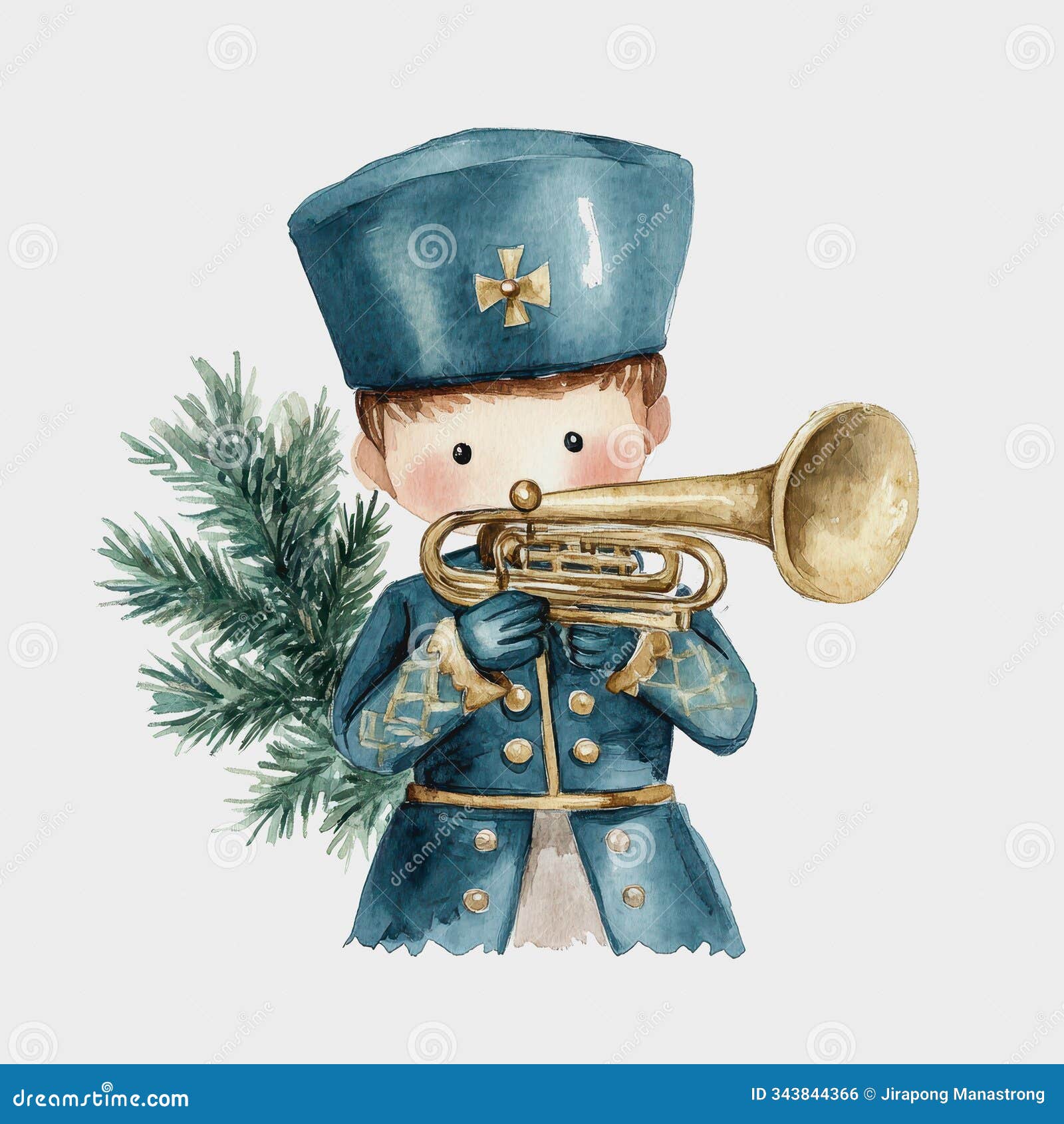 Nutcracker Soldier Playing Trumpet on White Background Stock Photo ...