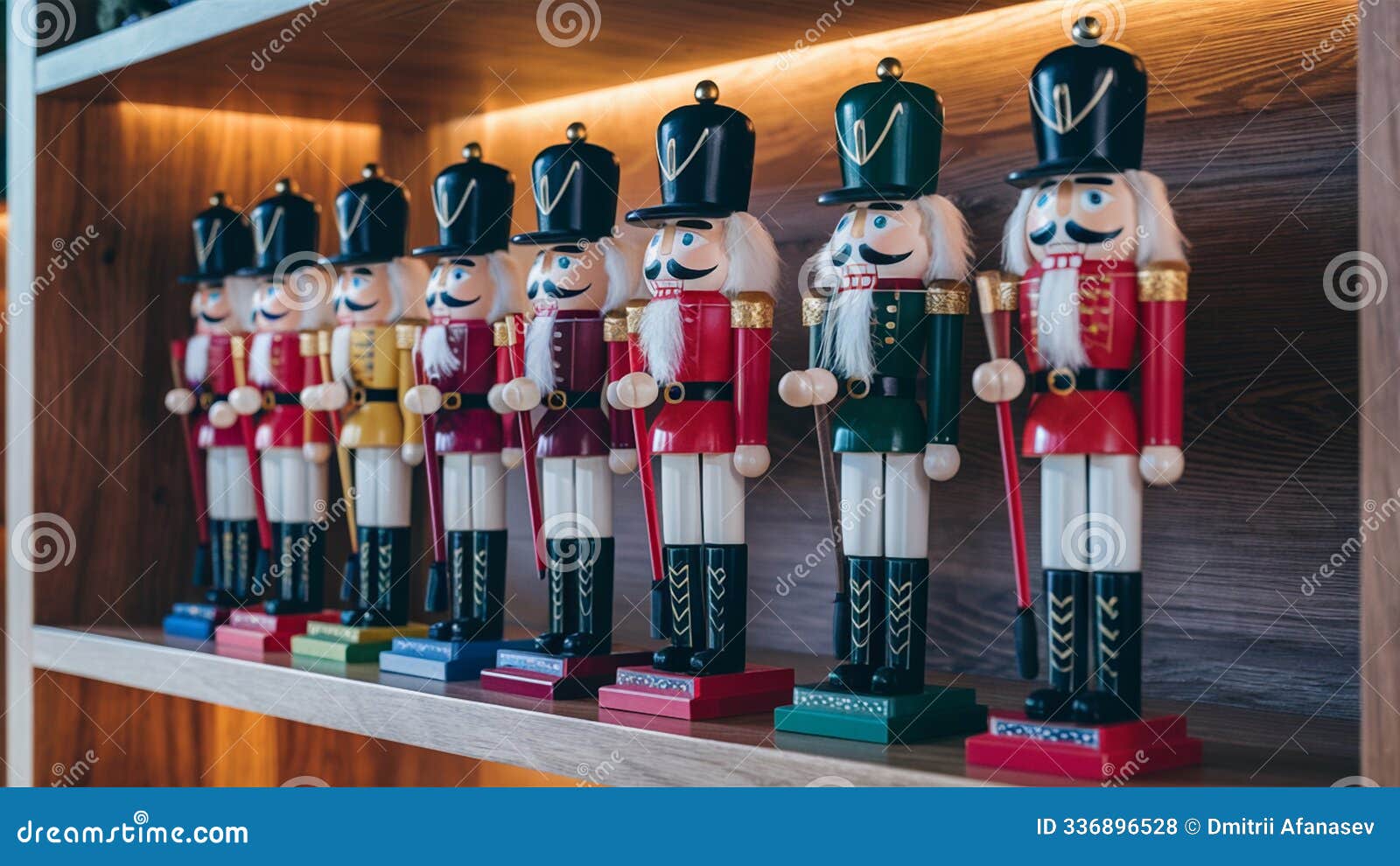 Nutcracker Soldiers on a Shelf in Warm Lighting Stock Illustration ...