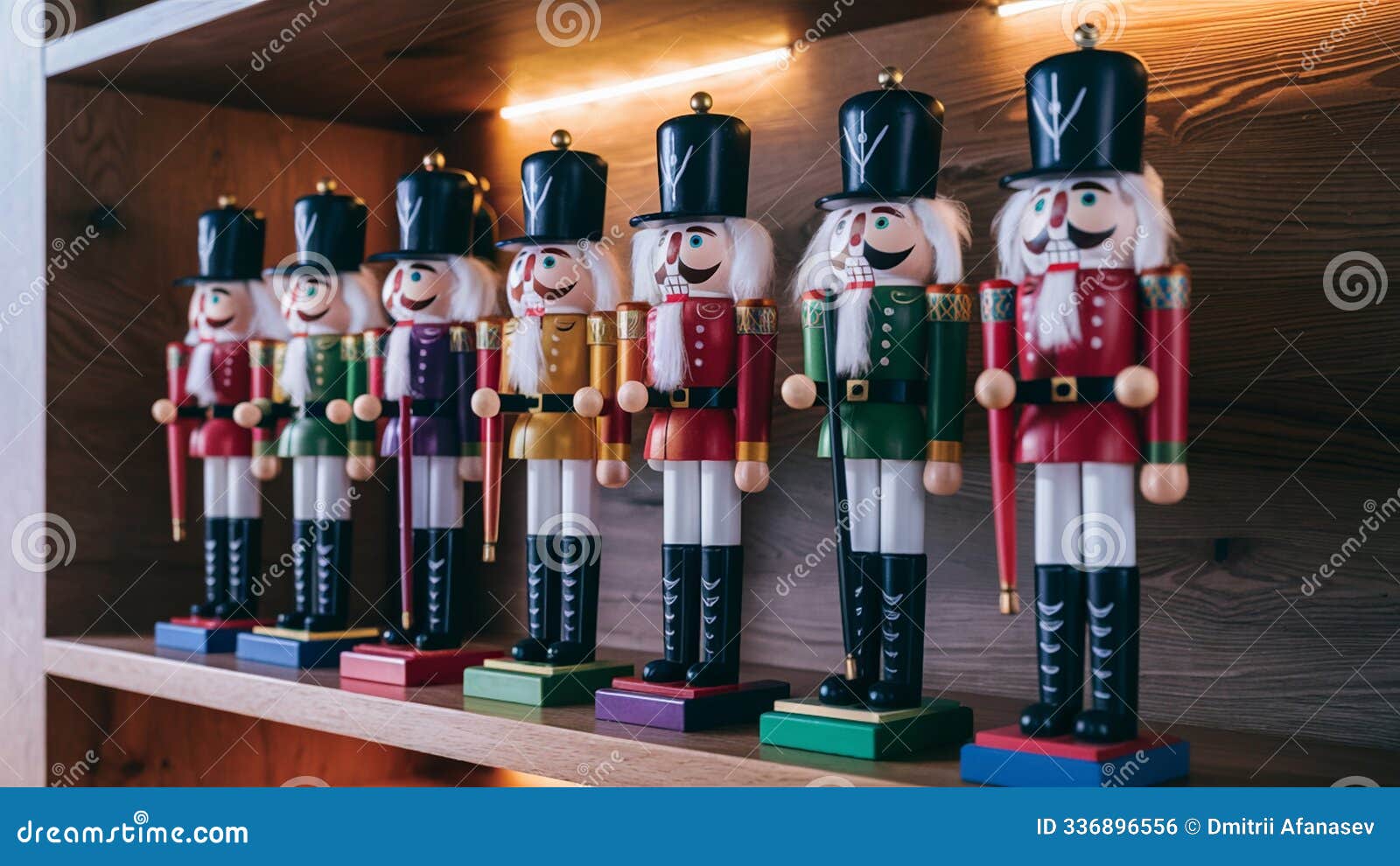 Nutcracker Soldiers on a Shelf in Warm Lighting Stock Illustration ...