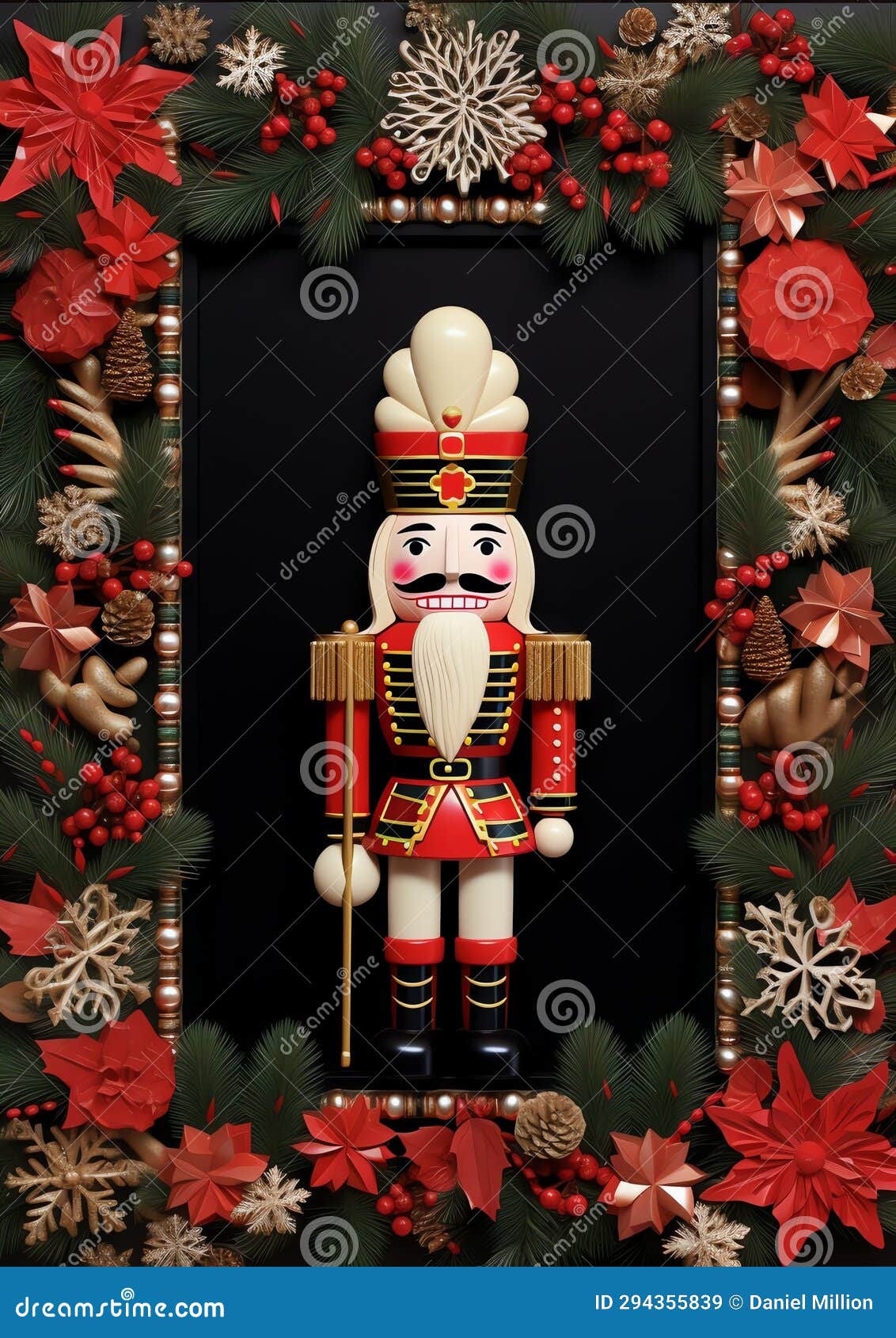 Nutcracker Watercolor Winter Border Stock Illustration - Illustration ...