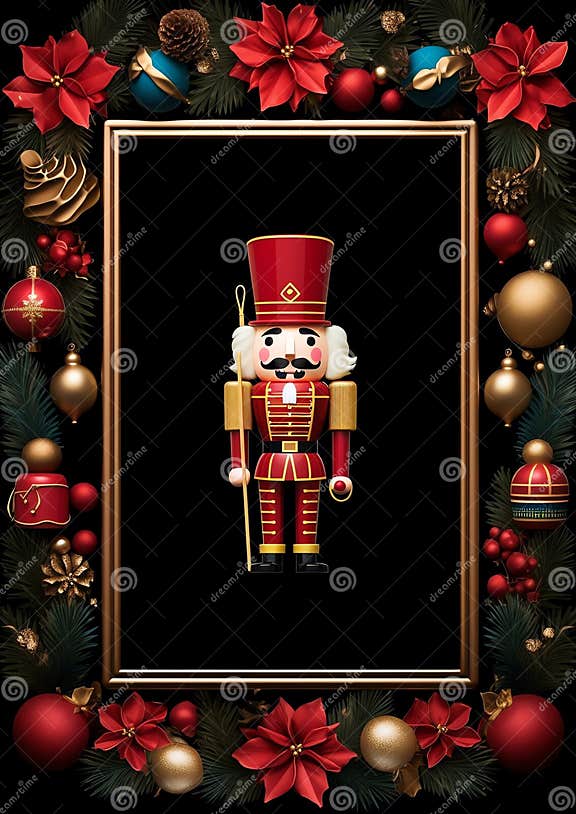 Nutcracker Watercolor Winter Border Stock Illustration - Illustration ...