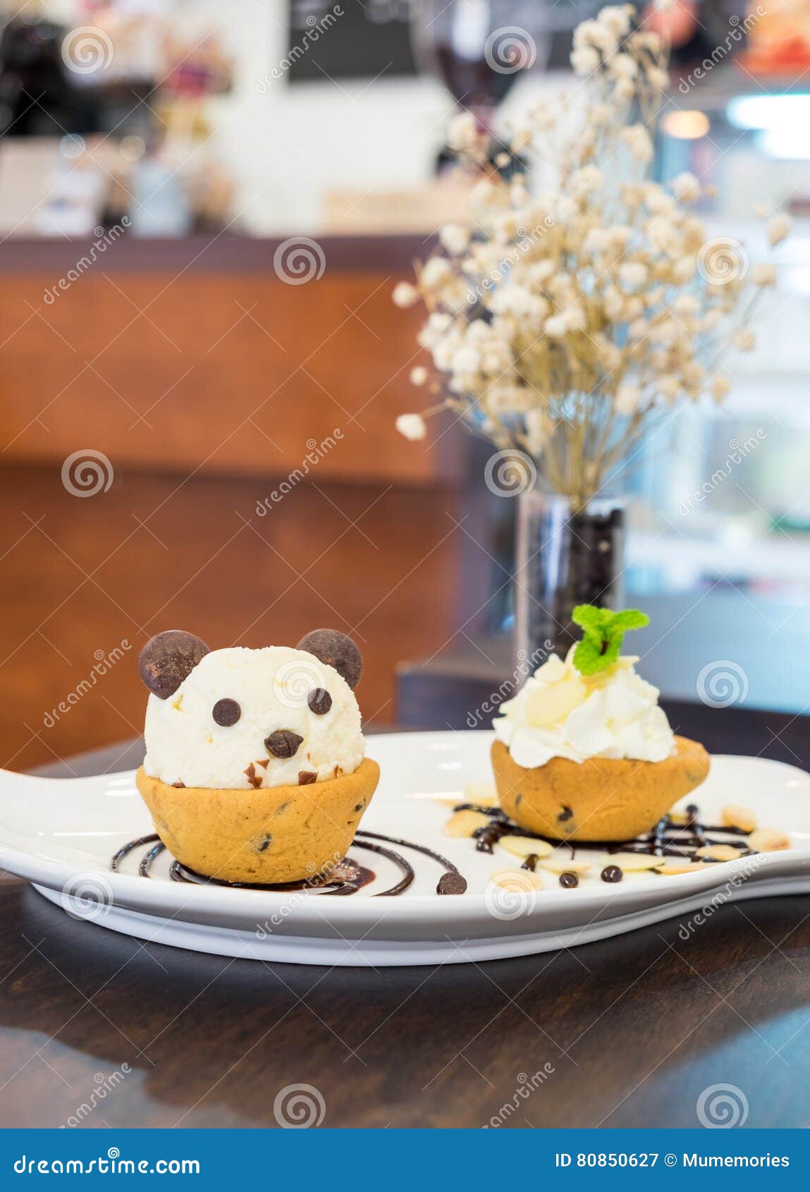 Nutella Cookie Cup Ice Cream Panda On Chocolate Royalty-Free Stock ...