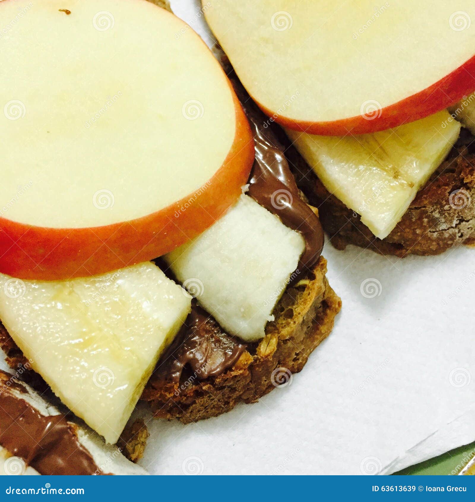 Nutella fruit sandwich stock image. Image of apple, fruit - 63613639