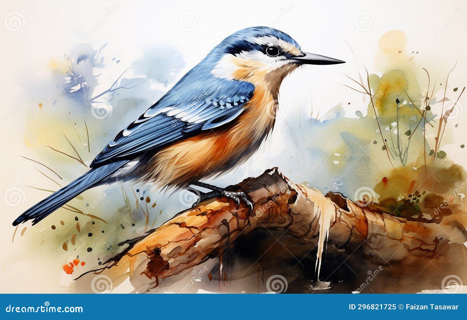 Nuthatch Against White Background -Generative Ai Stock Image - Image of ...
