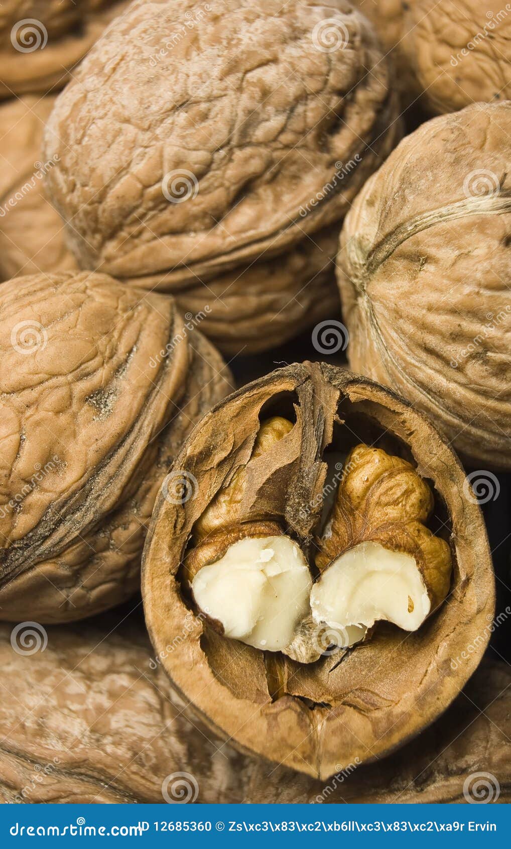 Nutmeat close up stock photo. Image of macro, nutshell - 12685360