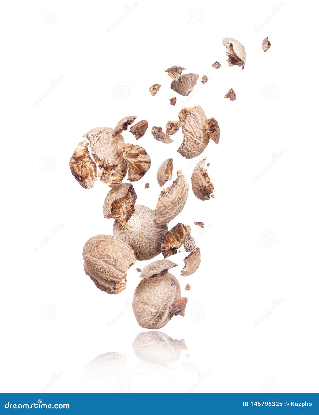 Nutmeg Crushed in the Air Isolated on a White Background Stock Image ...