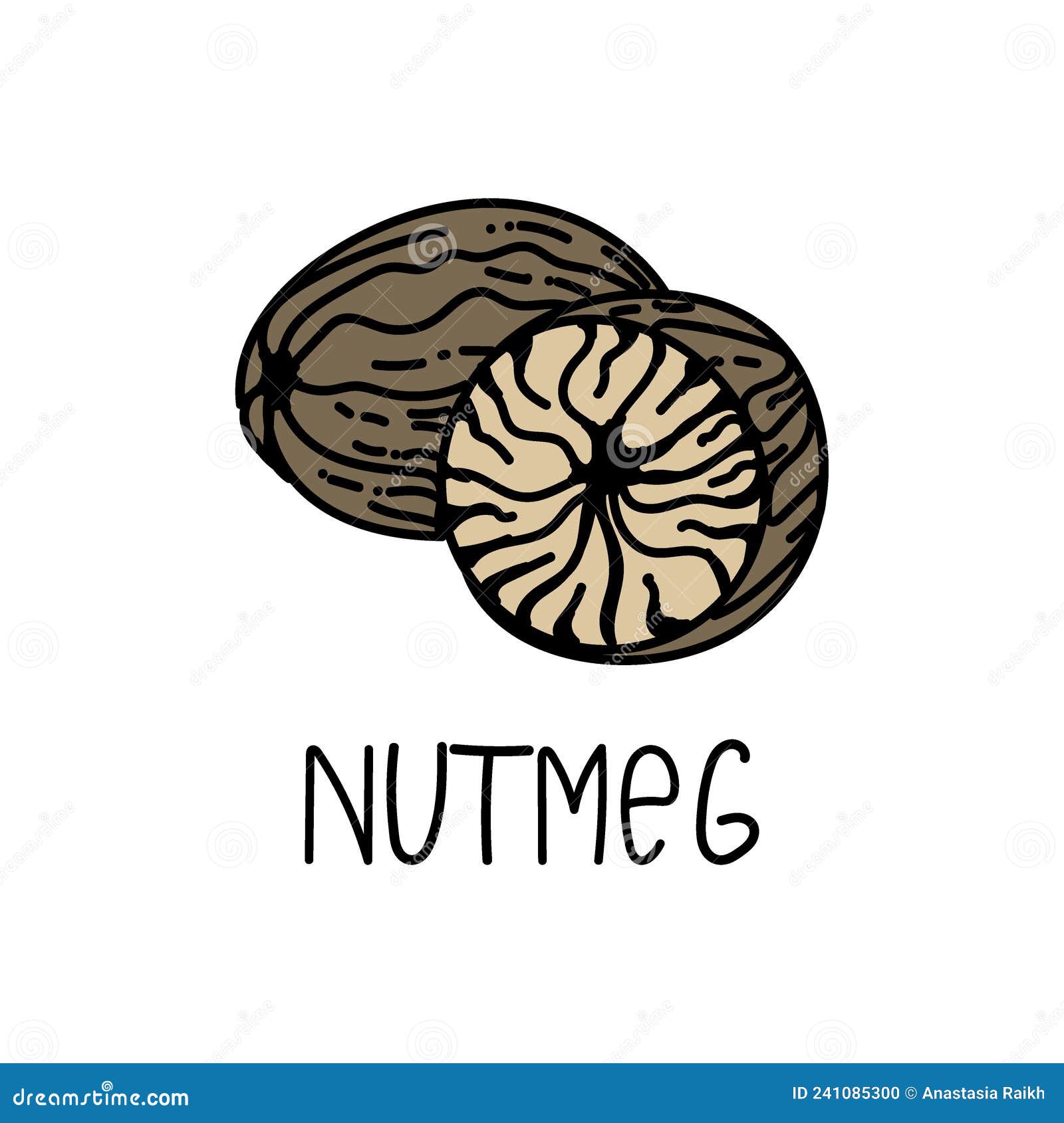Nutmeg, Drawn Element in Doodle Style. Logo and Emblem Packaging Design ...