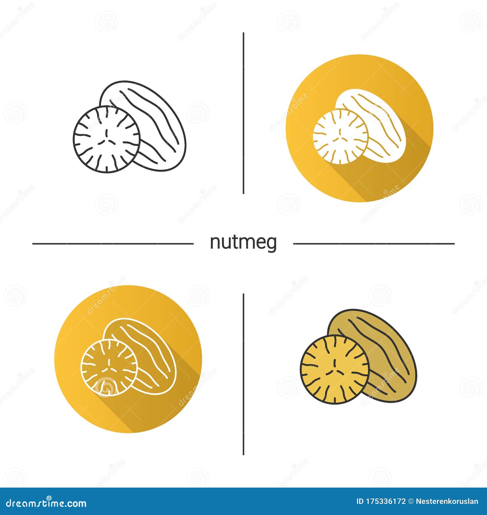 Nutmeg Icon. Cartoon Spice Raw Seed Symbol Vector Illustration ...