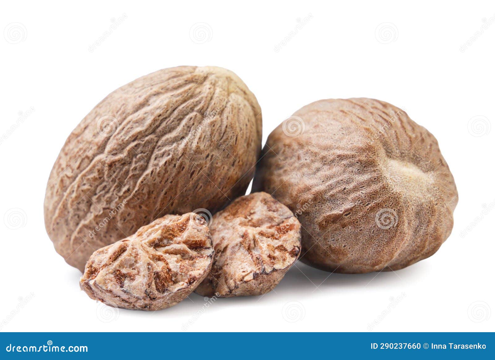 Nutmeg and Pieces Close-up on a White Background Stock Photo - Image of ...