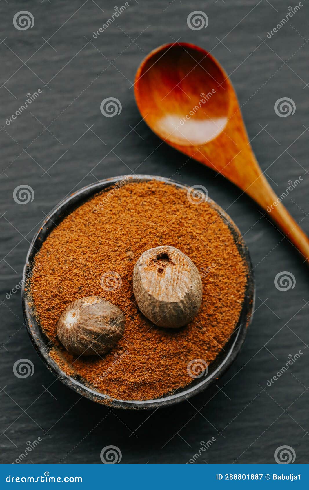 Nutmeg Whole and Ground.condiments and Spices Background.Nutmeg in a ...
