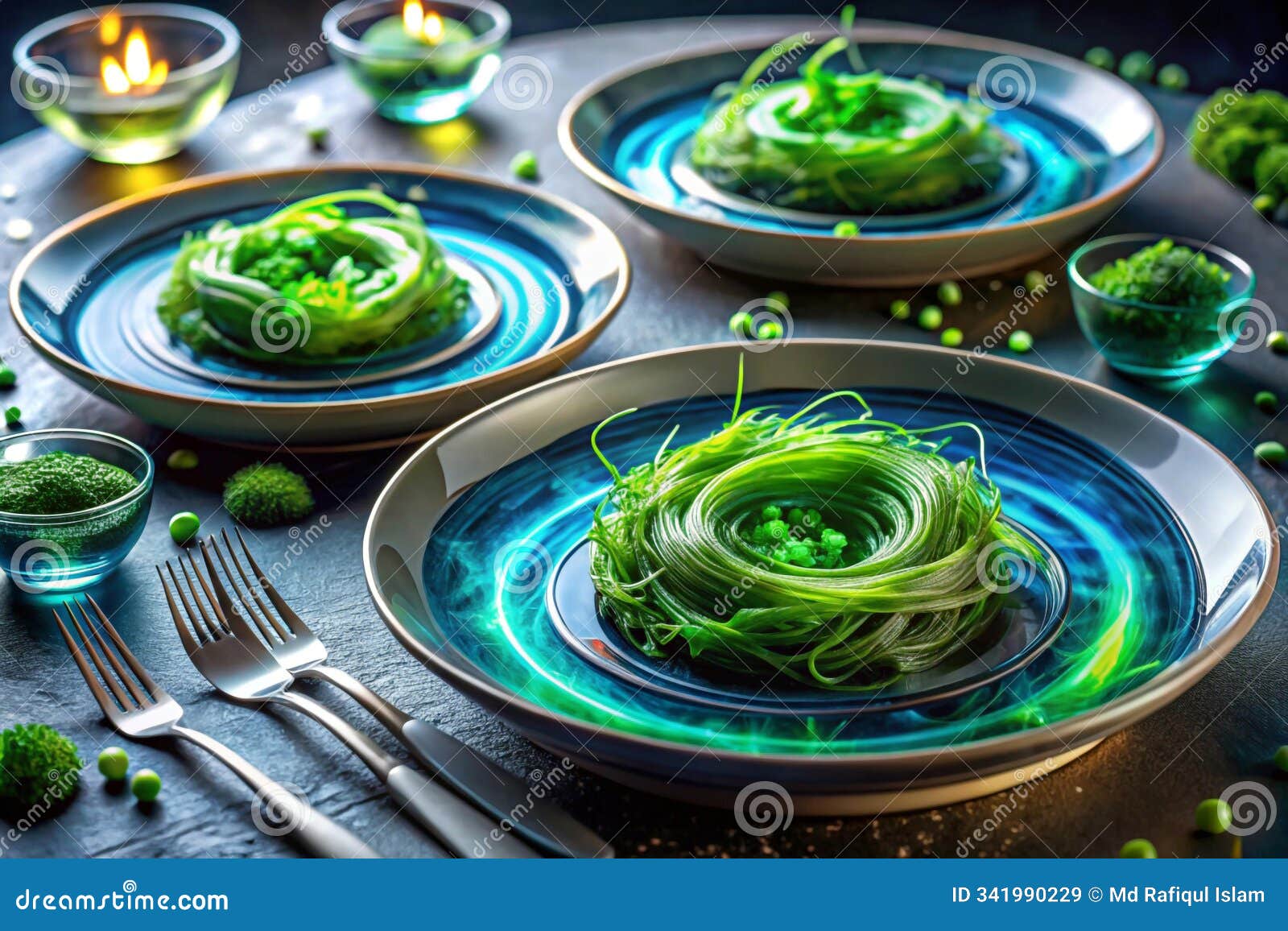 Nutrient-Dense Algae Dishes Stock Illustration - Illustration of dish ...
