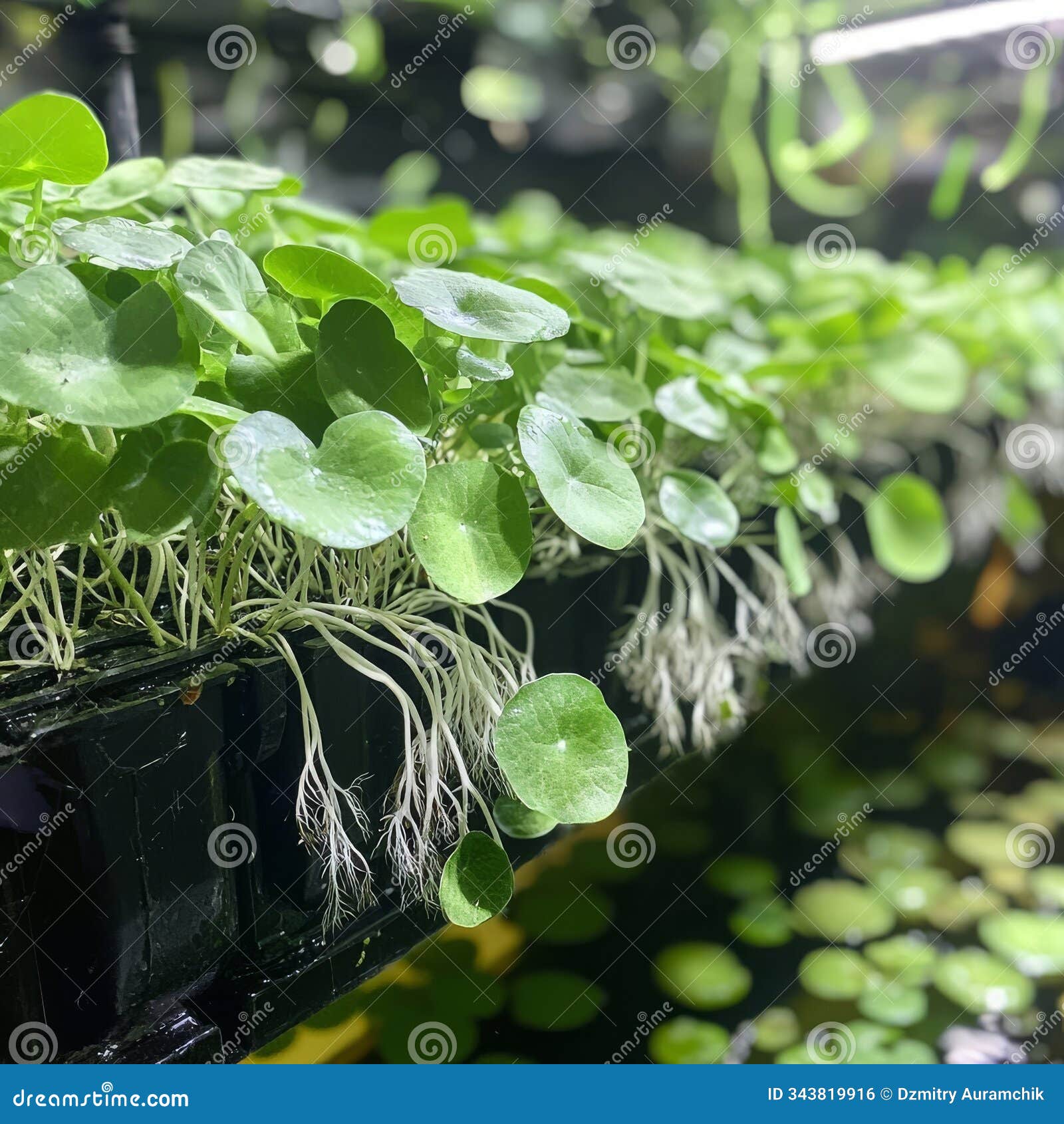 In Nutrient-rich Water, Roots of Fresh Hydroponic Vegetables Grow in a ...