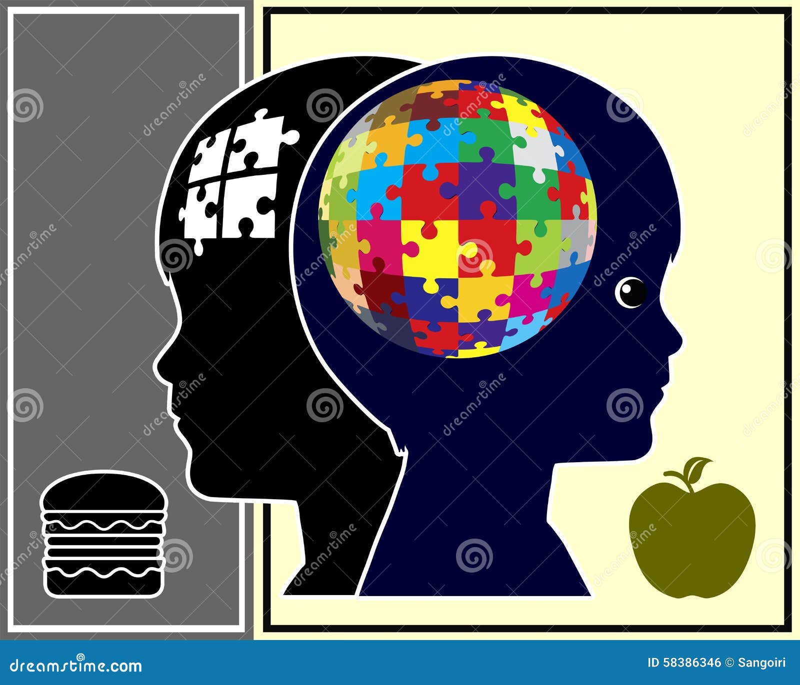 Nutrition and Brain Function Stock Illustration - Illustration of ...