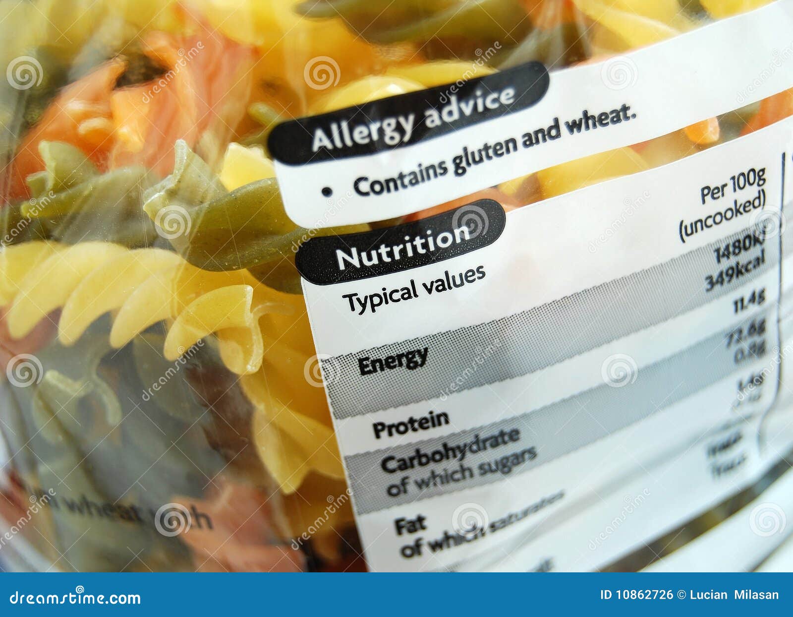 Nutrition facts stock photo. Image of healthy, pasta - 10862726