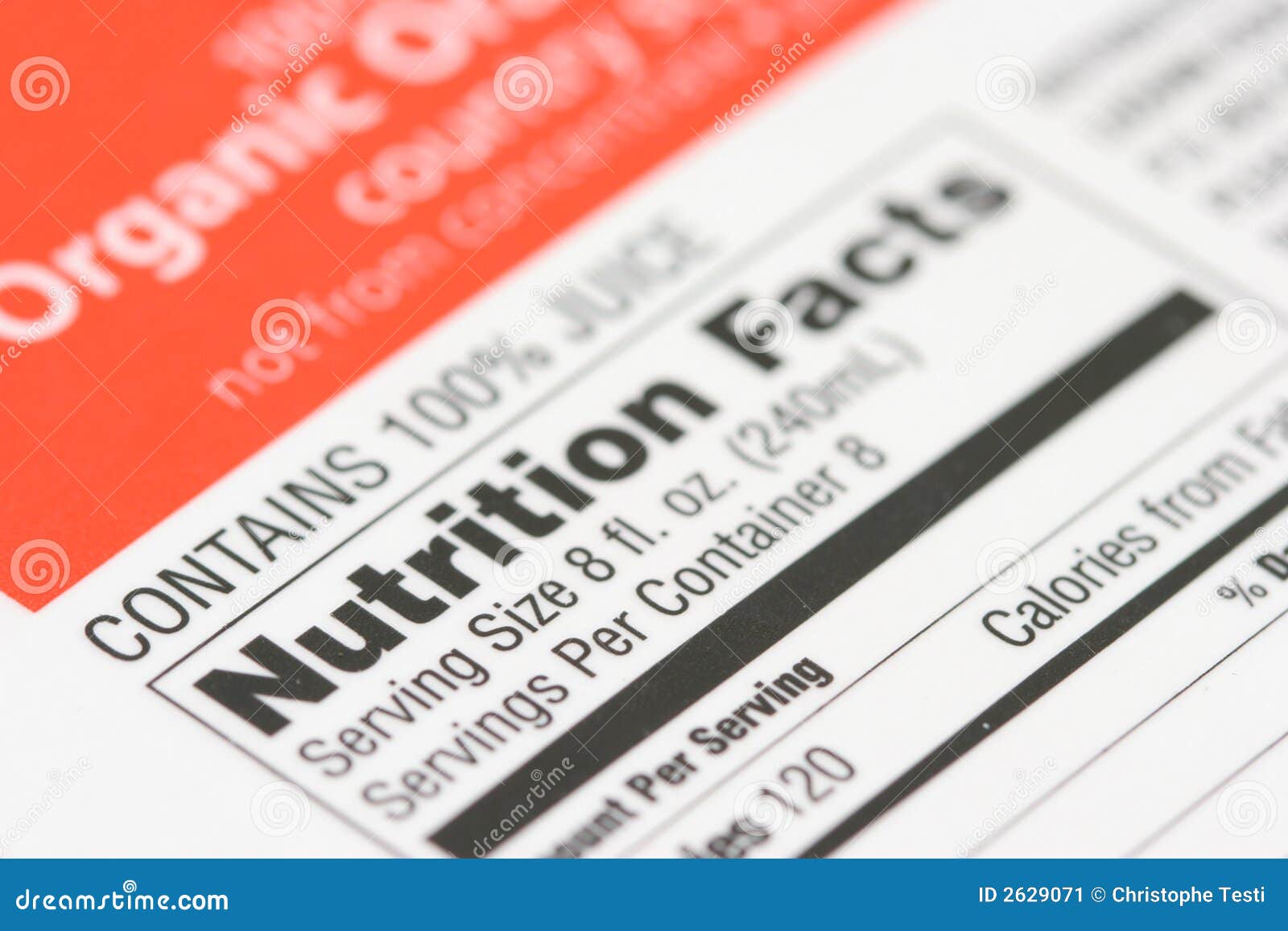 Nutrition Facts from a Box of Stock Image - Image of percentage, iron ...