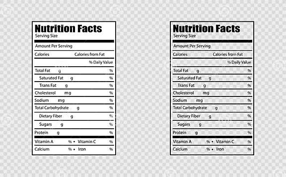 Nutrition Facts Design Label. Vector Illustration in Flat Stock Vector ...
